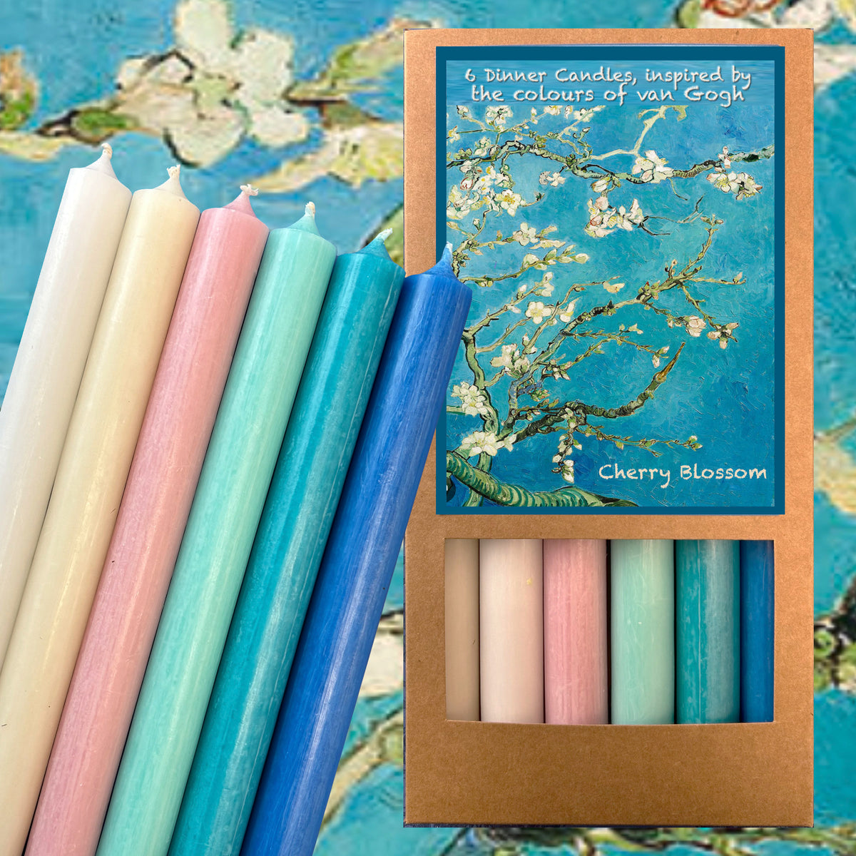 CANDLE SETS,VAN GOGH ALMOND BLOSSOM , 6 BOXES — Plaristo UK